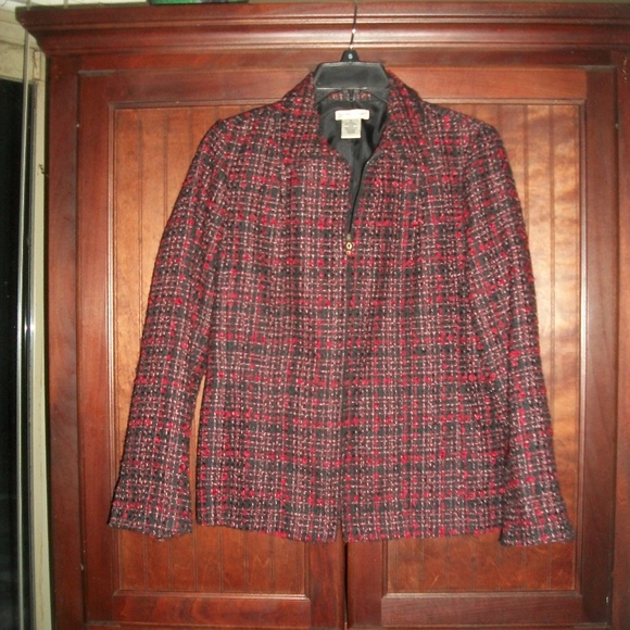 Laura Ashley | Jackets & Coats | Laura Ashley Tweedy Plaid Blazer Size ...